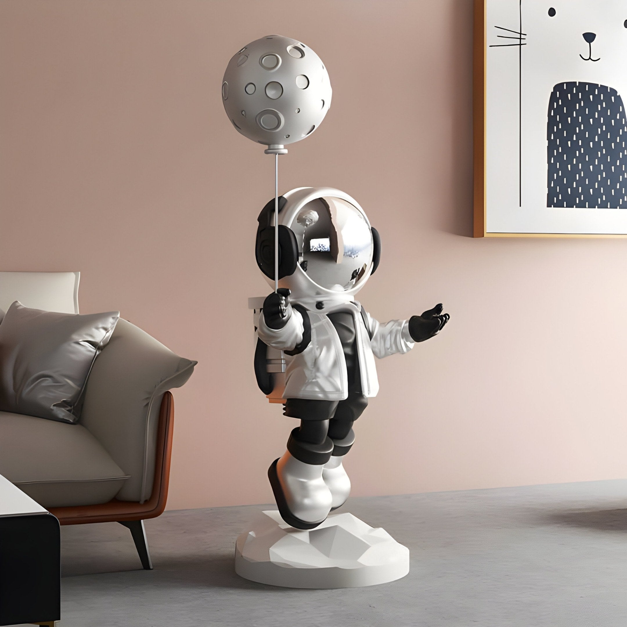 Medium Lunar Silver Astronaut Moon Balloon Sculpture - 110cm | Atelier ...