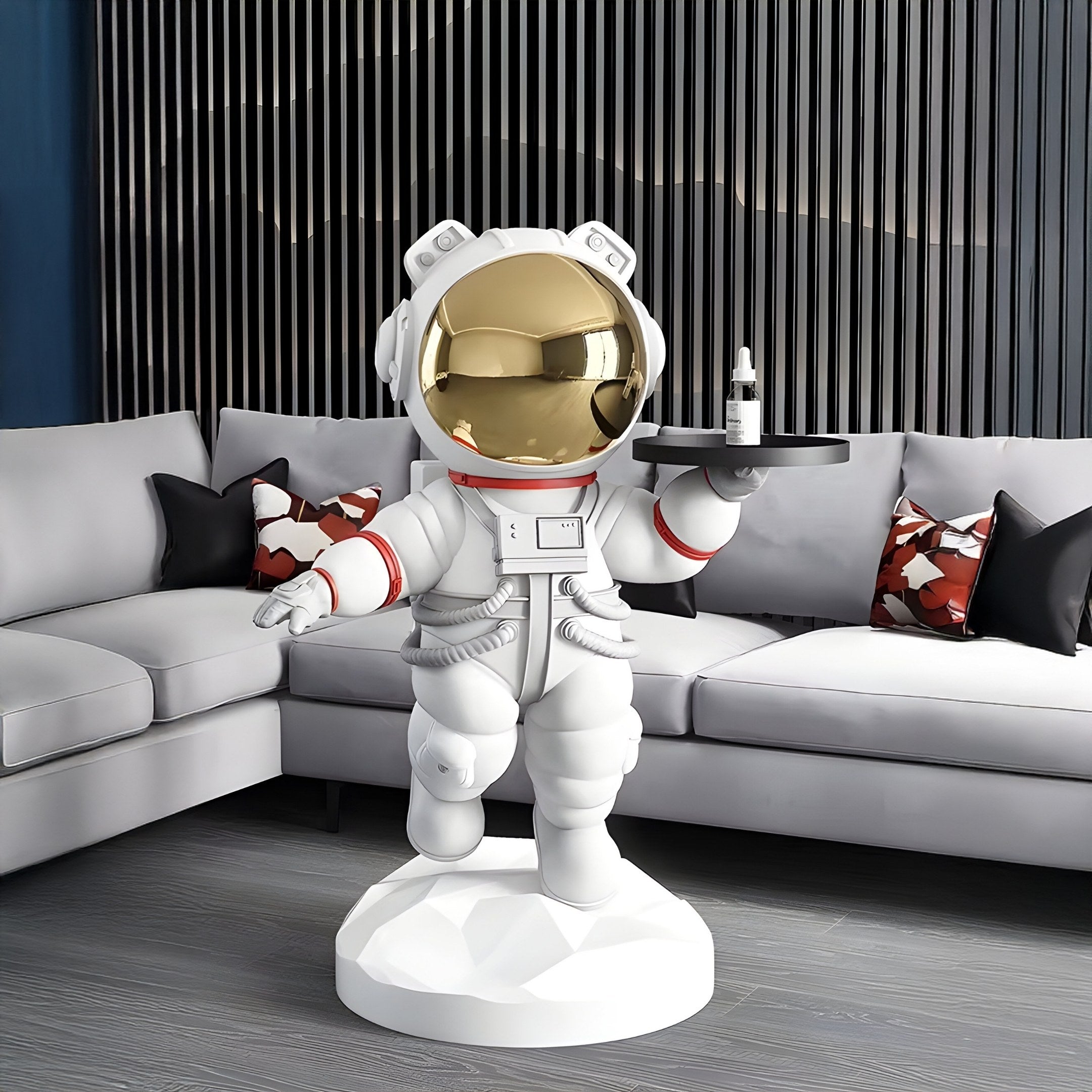 Medium Nova White Astronaut Bear Butler Sculpture - 90cm | Atelier Home™